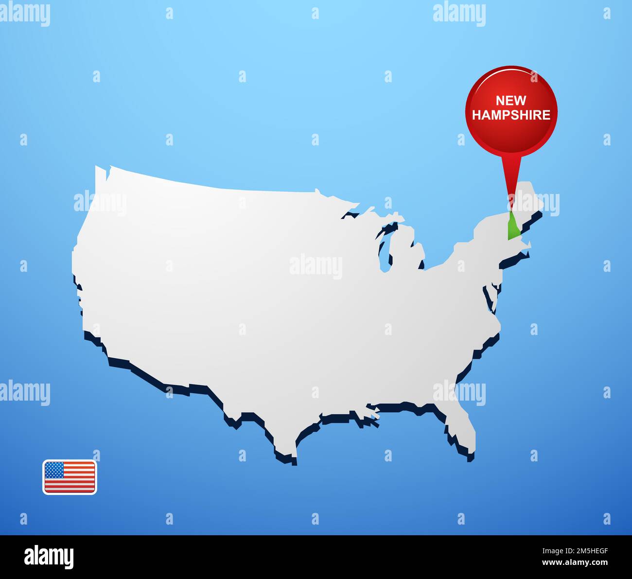 New Hampshire on USA map Stock Vector Image & Art - Alamy