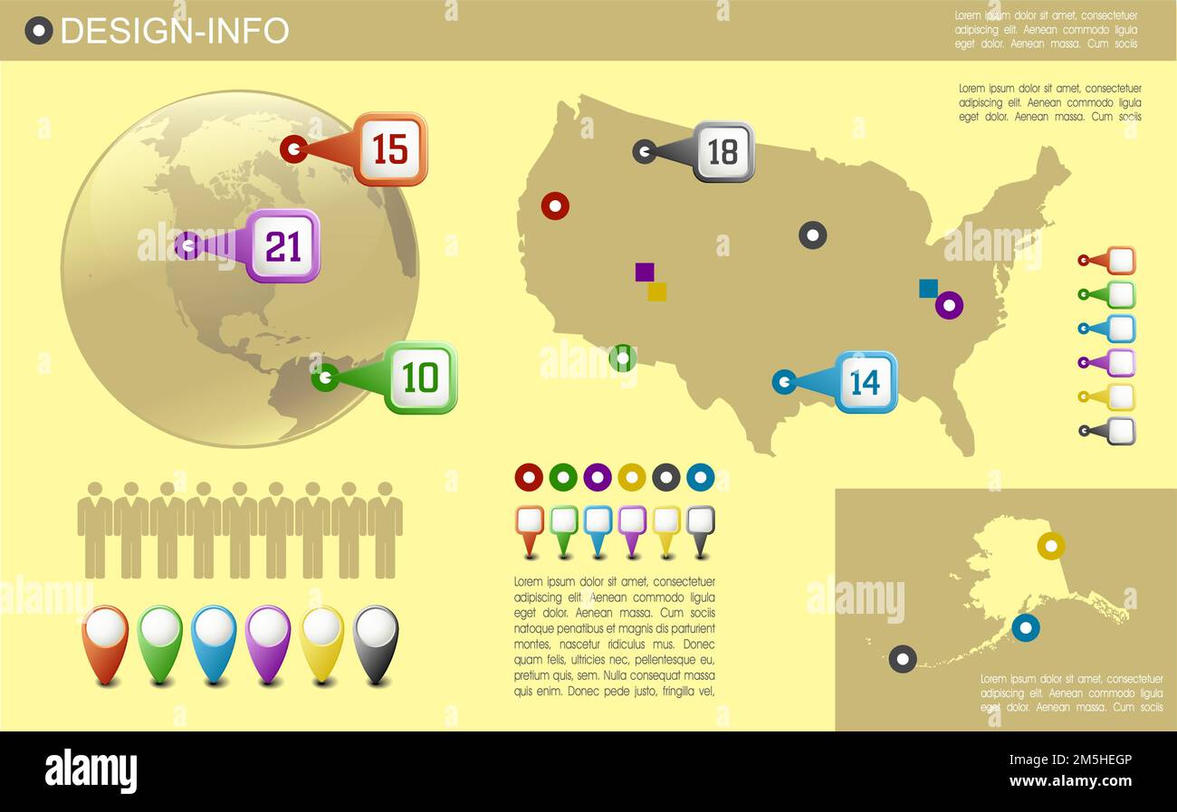 Globe and USA Map with Pointers vector Stock Vector Image & Art - Alamy