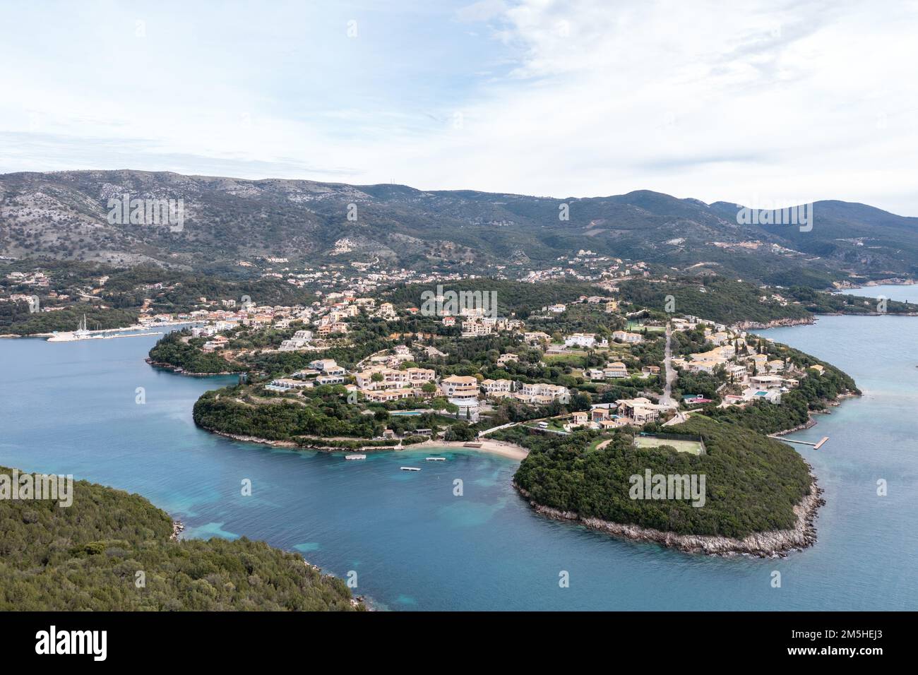 Sivota Greece. Aerial view of Syvota sandy beaches, Epirus Ionian coast ...