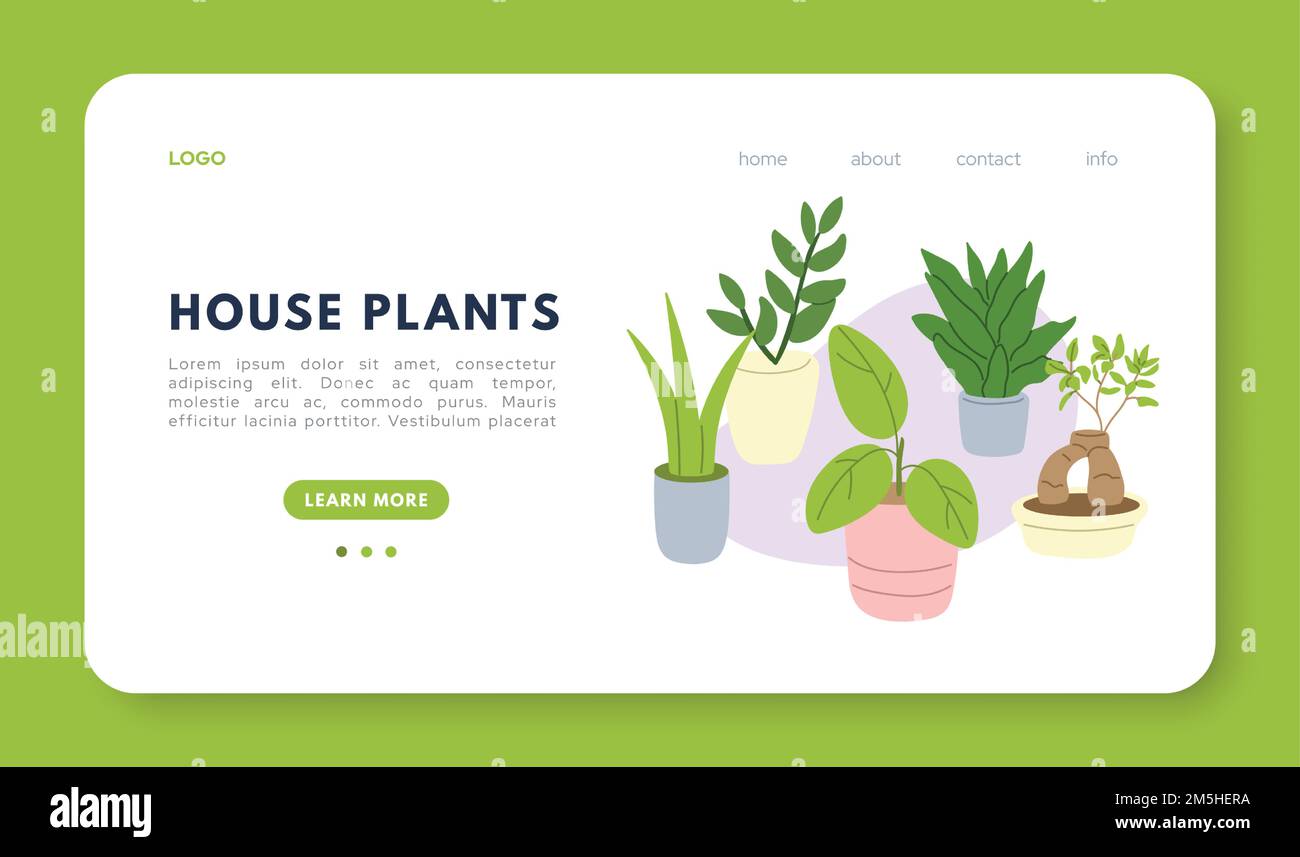 House plants growing set. Green-leaf home decoration. Plant care. Flat ...