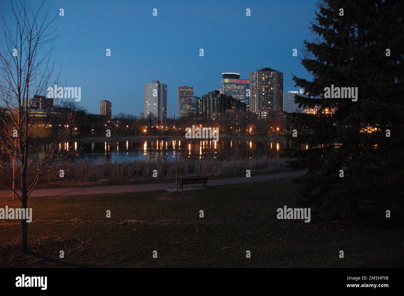 Grand Rounds Scenic Byway - Night Over Minneapolis. Lights from the ...