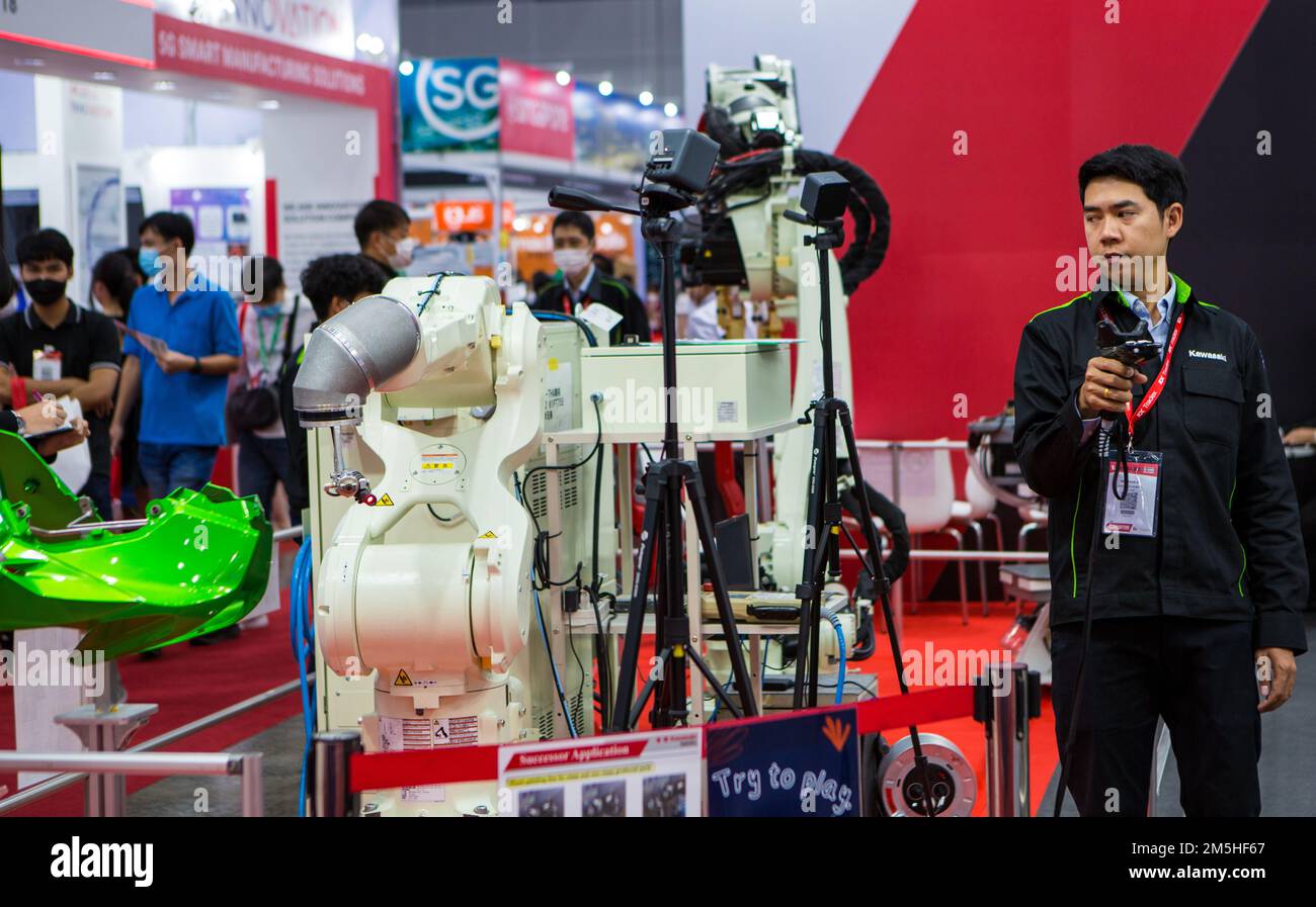 Bangkok, Thailand - November 18, 2022: Kawasaki presenter control robot ...