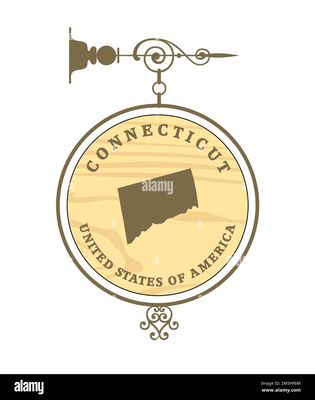 Vintage label with map of Connecticut, vector Stock Vector Image & Art ...