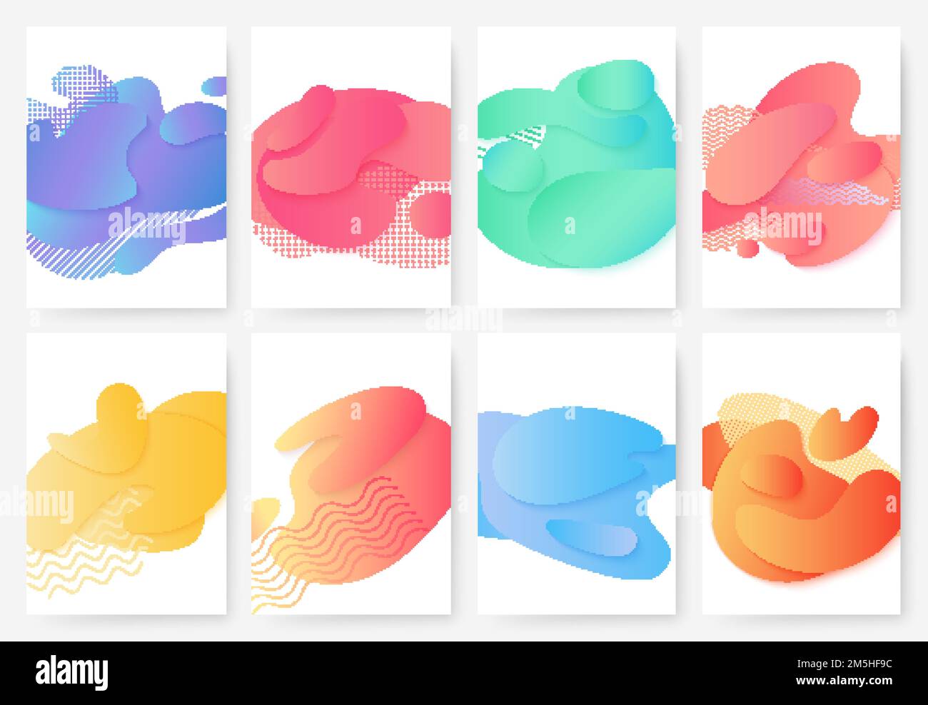 Abstract smooth liquid gradient color shapes. Fluid design A4 posters ...