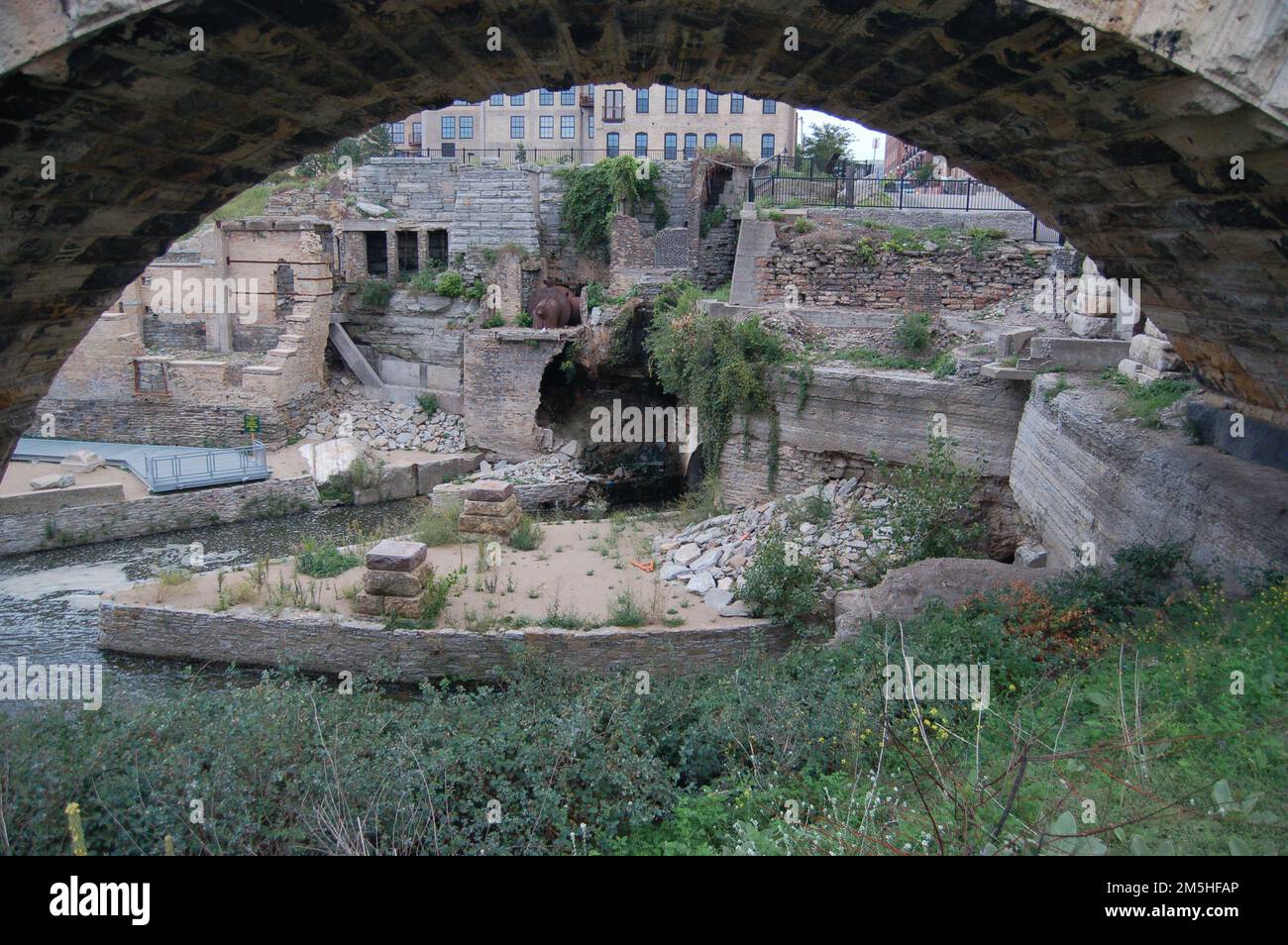 Grand Rounds Scenic Byway - Mill Ruins Park. Underneath an arch of the ...