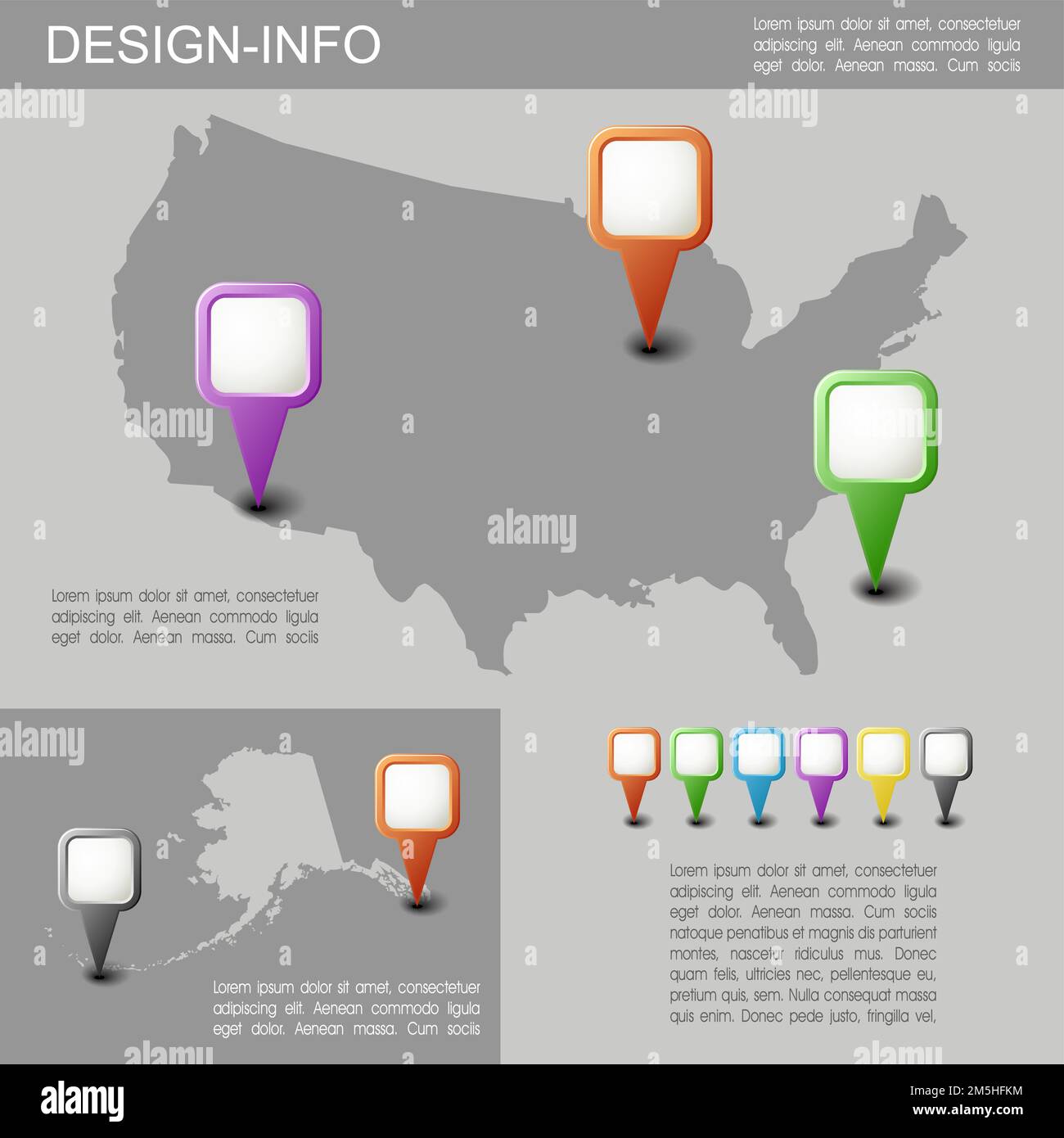 USA Map with Pointers vector Stock Vector Image & Art - Alamy