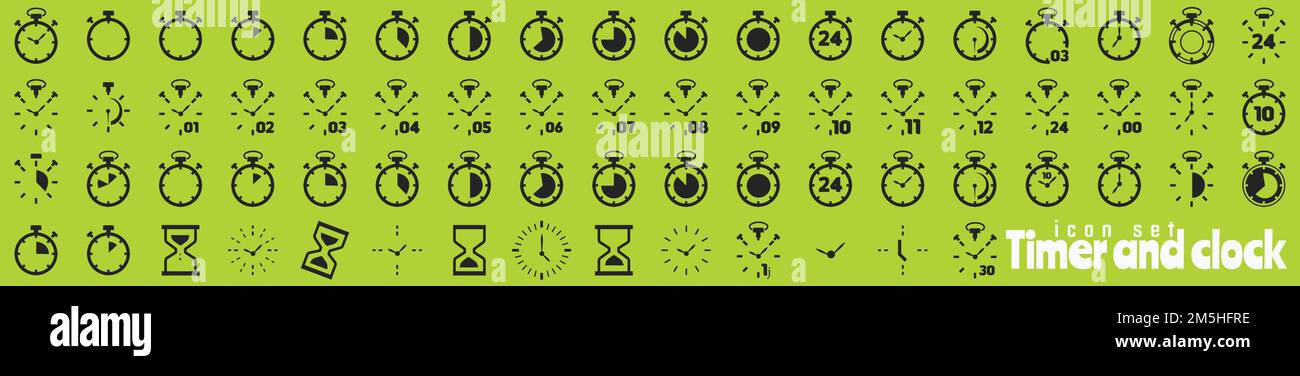 Timer and clock icon set. Time symbol flat icon. Stopwatch, timer ...