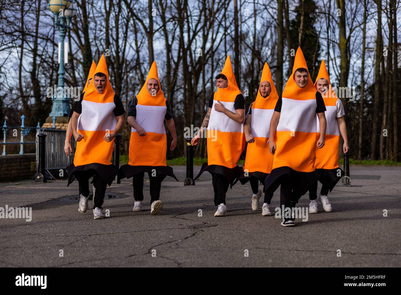 Fans in fancy dress arrive for day twelve of the Cazoo World Darts ...
