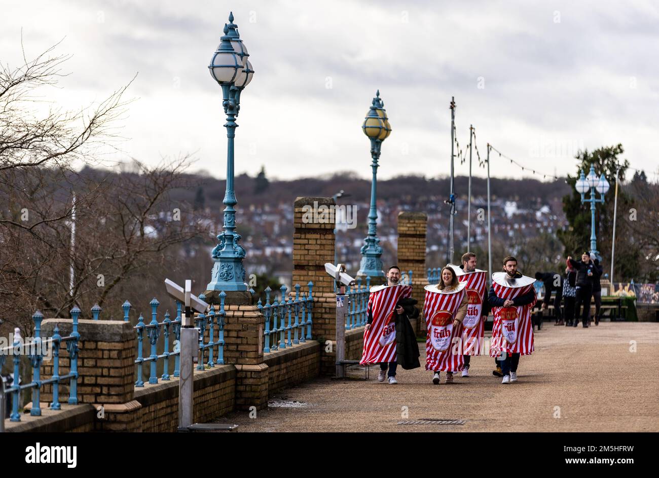 Fans in fancy dress arrive for day twelve of the Cazoo World Darts ...