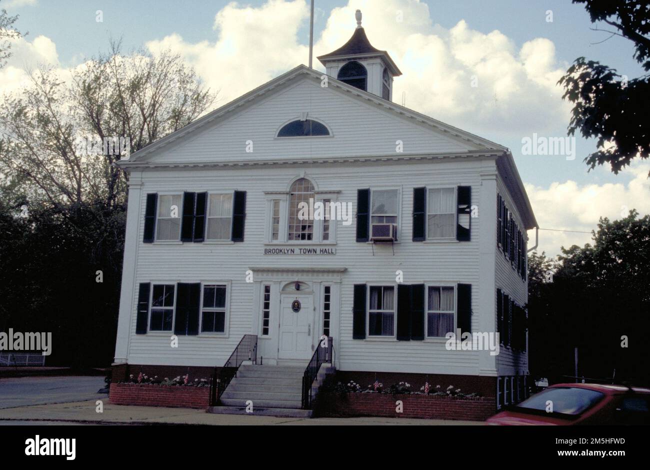 Connecticut State Route 169 - Brooklyn Town Hall. White clapboard and ...