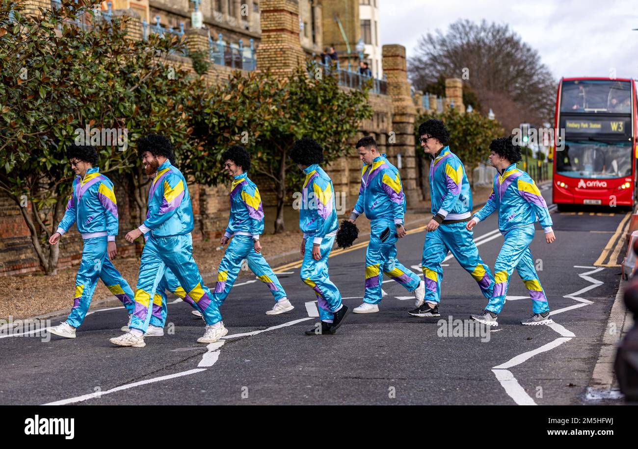 Fans in fancy dress arrive for day twelve of the Cazoo World Darts ...