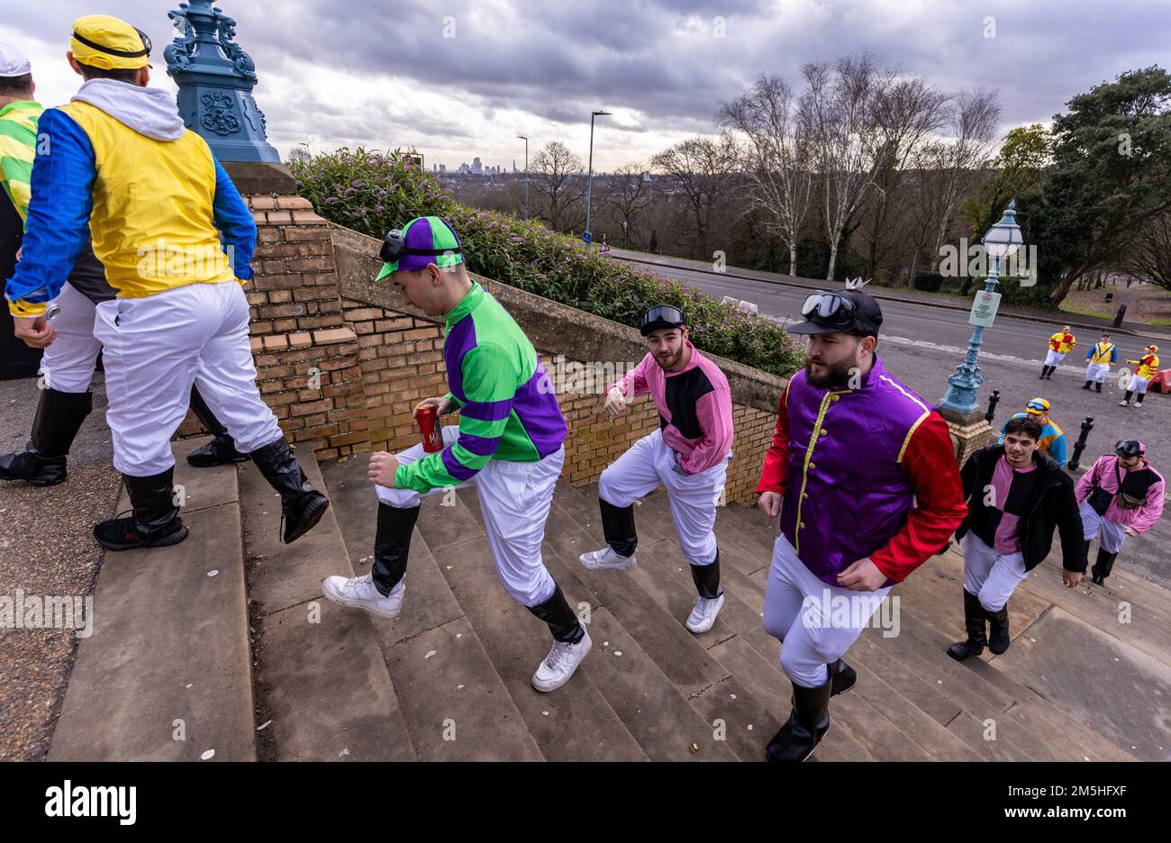 Fans in fancy dress arrive for day twelve of the Cazoo World Darts ...