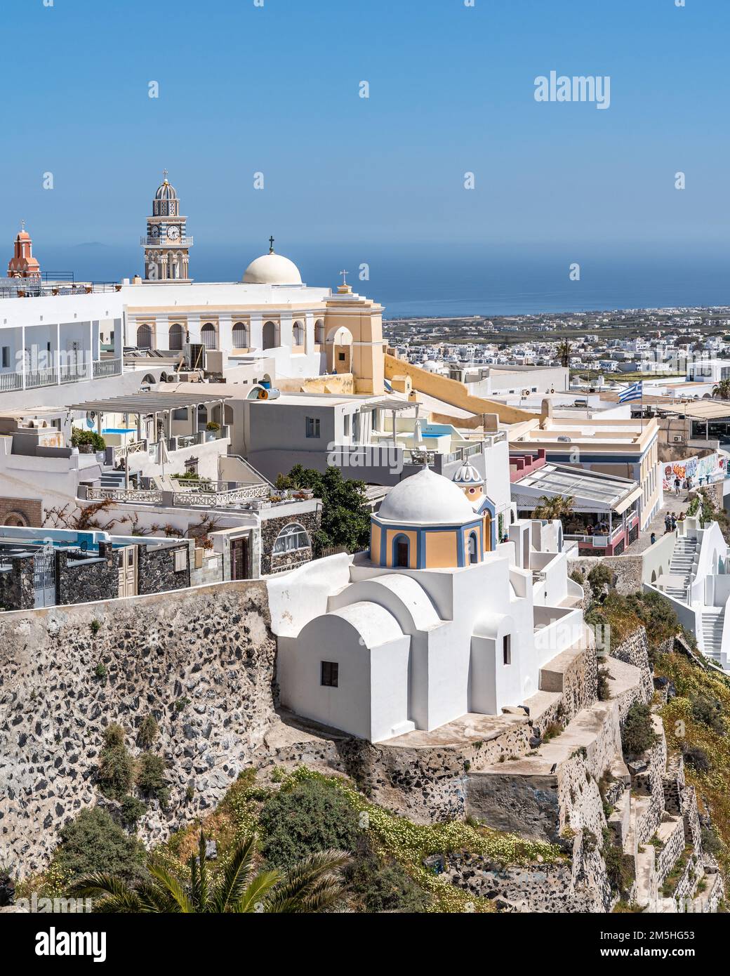 The Cycladic architecture of Greece in the cityscape of Fira, on ...