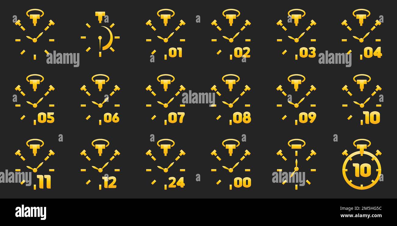 Timer and clock icon set. Time symbol flat icon. Stopwatch, timer ...