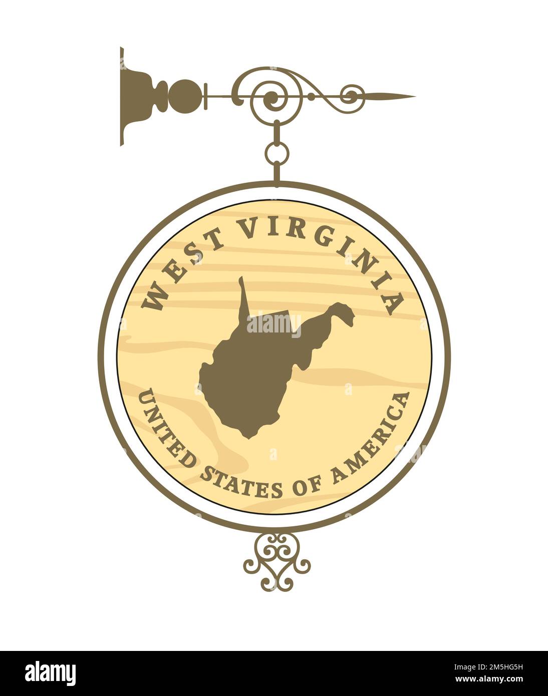 Vintage label with map of West Virginia, vector Stock Vector Image ...