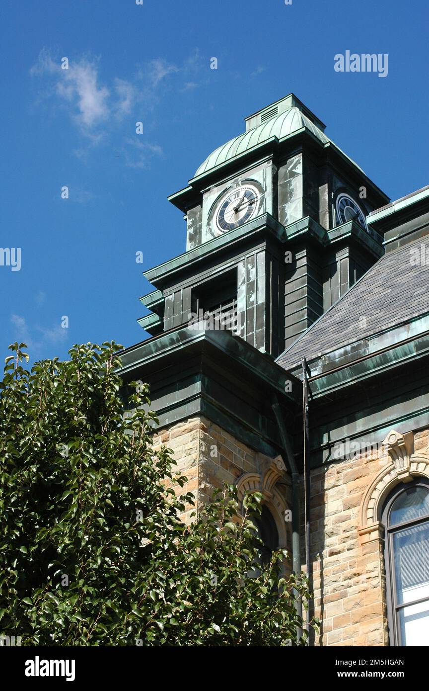 Amish Country Byway - Millersburg Courthouse Tower. Sunlight brightens ...