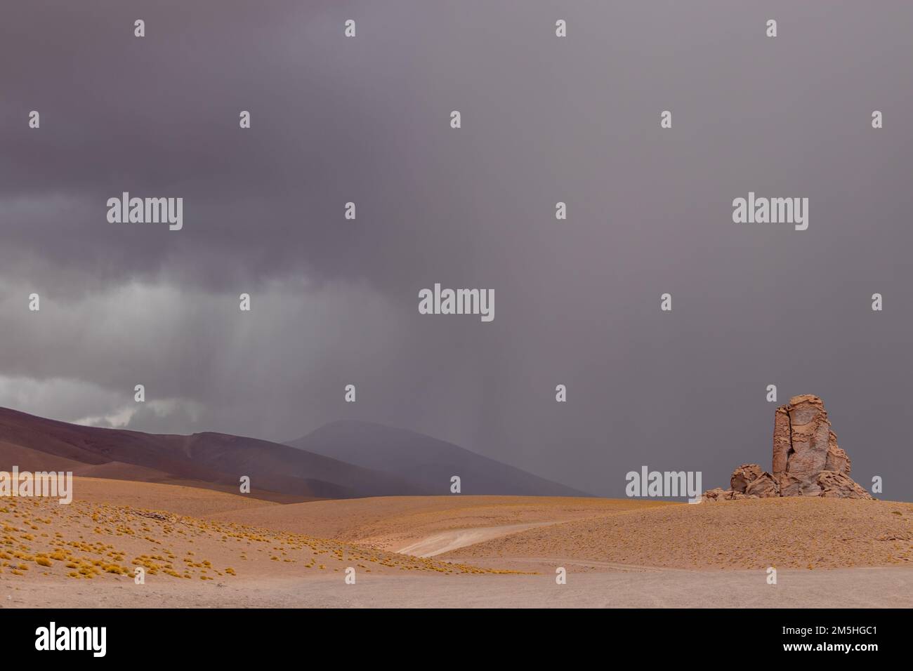 Bad weather at Monjes de La Pacana rocks in the middle of Atacama ...