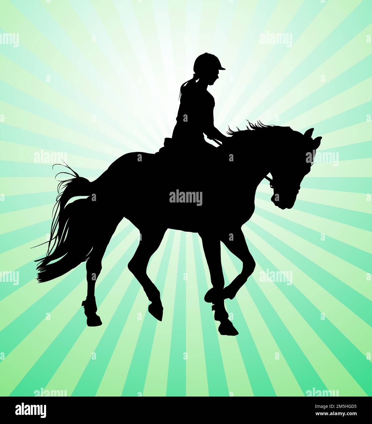 vector illustration, rider controls running horse, competition dressage ...