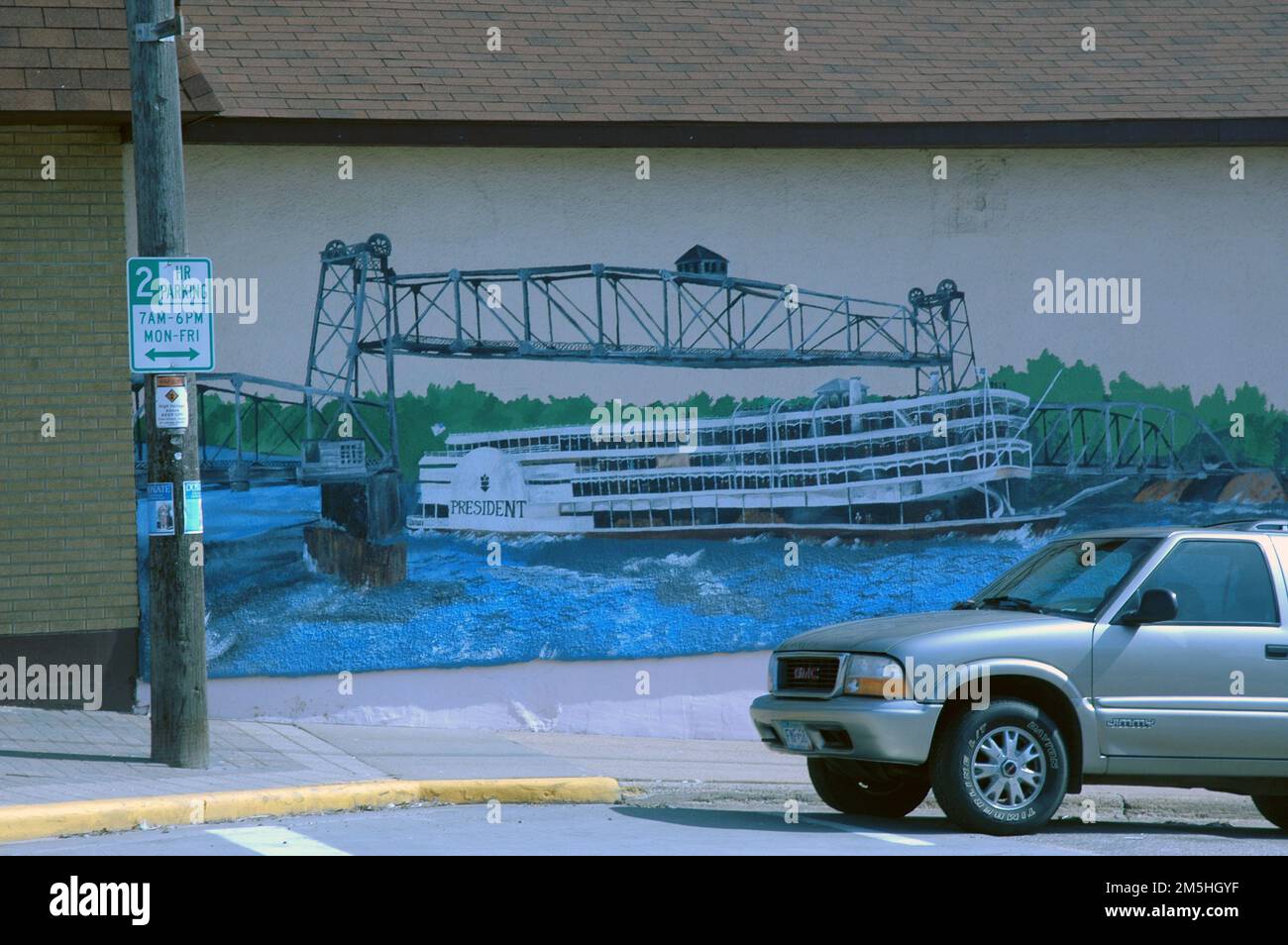 Great River Road - Prescott Riverboat Mural. A mural on the side of ...