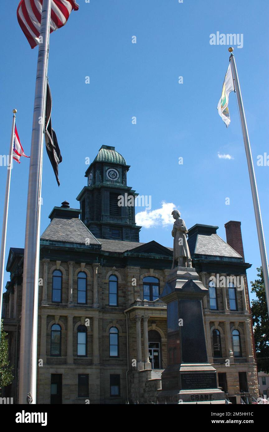 Amish Country Byway - Flags on Courthouse Square. Several flags fly ...