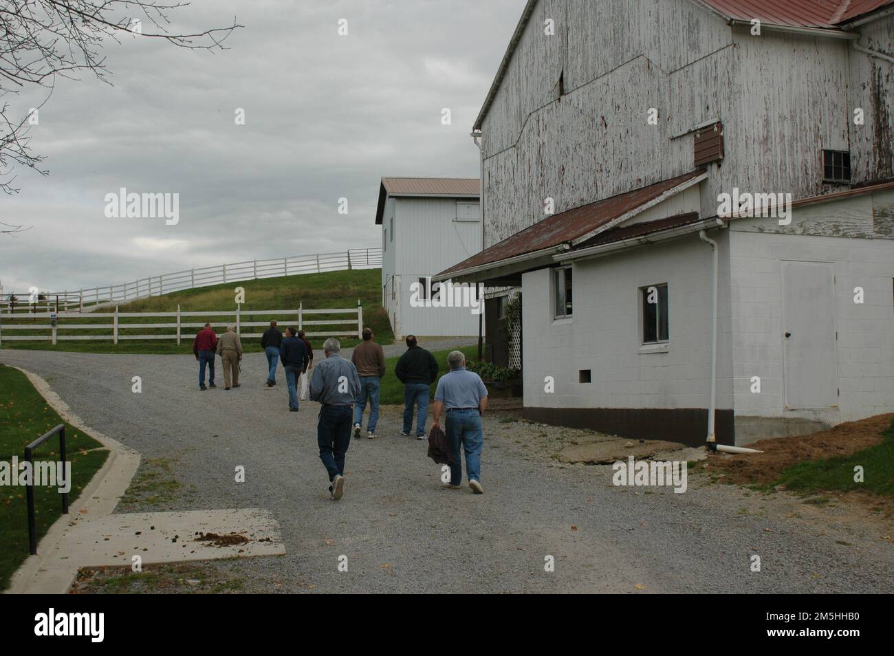 Amish Country Byway - Visitors View White Barns on Miller's Farm ...
