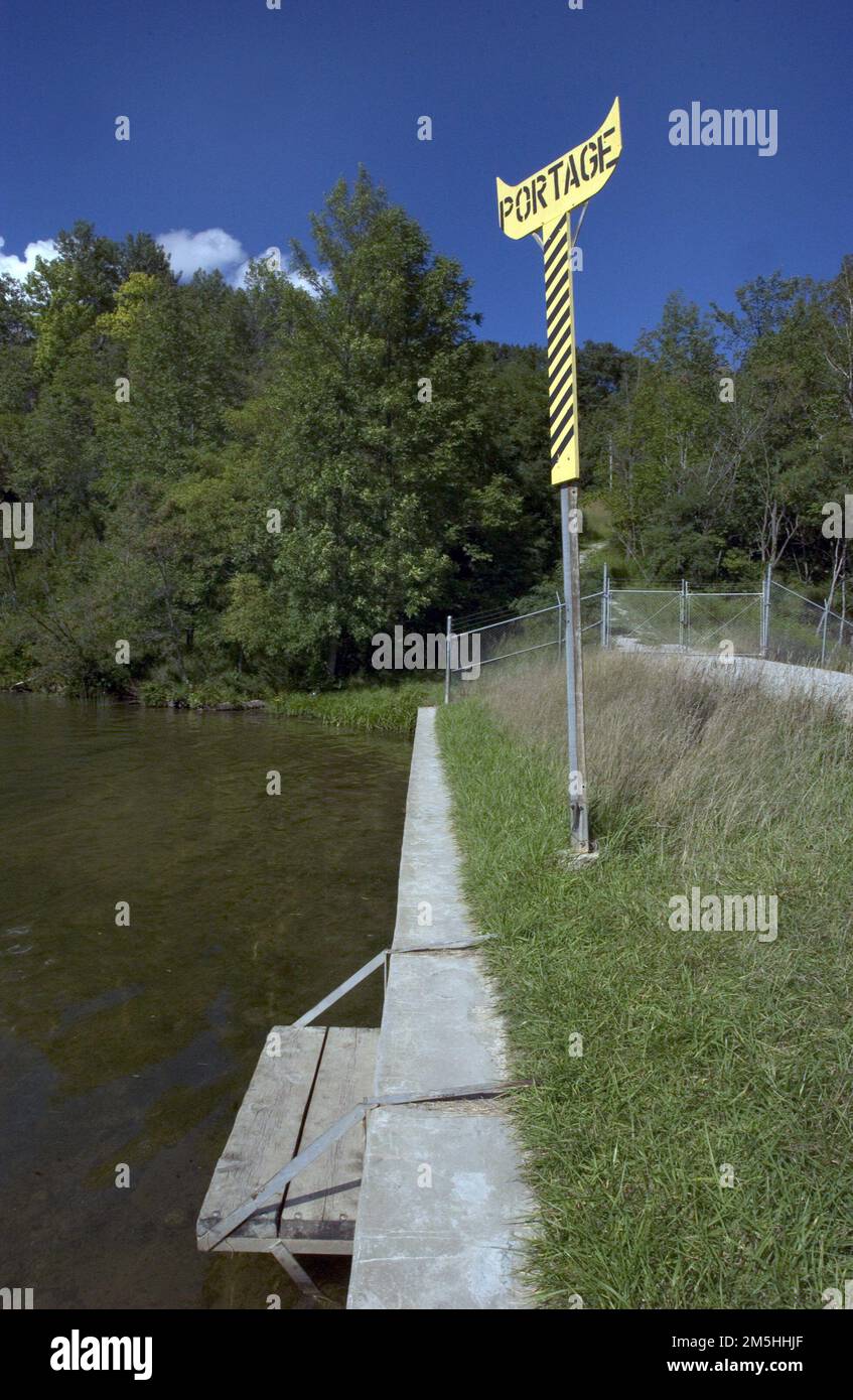 River Road Scenic Byway - Canoe Portage Sign on top of Cooke Dam. A ...