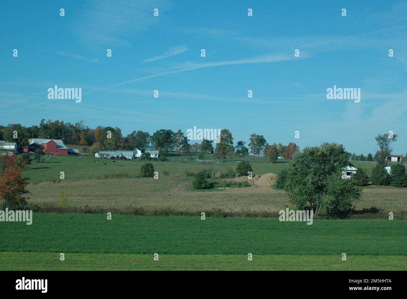 Amish Country Byway - Farm in Holmes County. Pastureland, trees, and ...