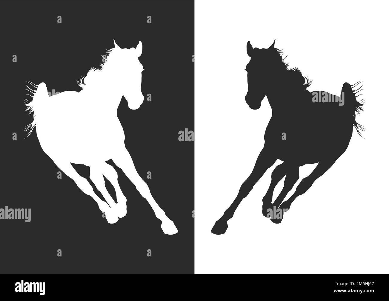 horse silhouette, vector realistic silhouette running horse Stock ...