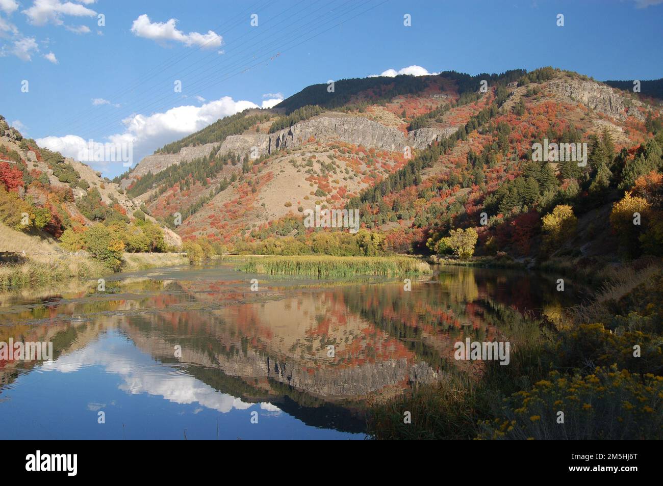 Logan Canyon Scenic Byway - Third Dam in Autumn. The slopes of Logan ...