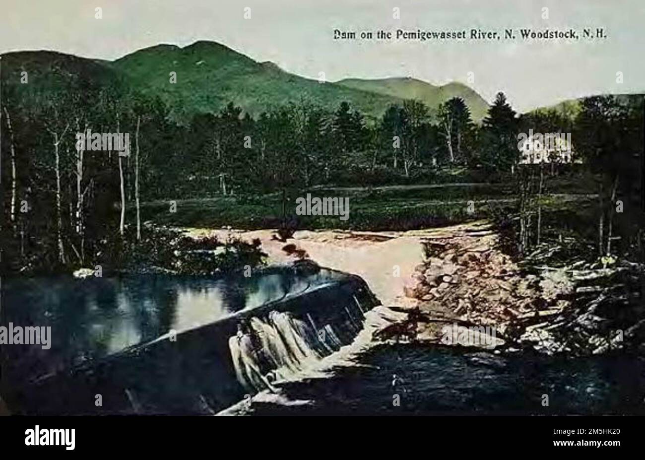 Dam on the Pemigewasset River in 1912, Woodstock, NH Stock Photo - Alamy