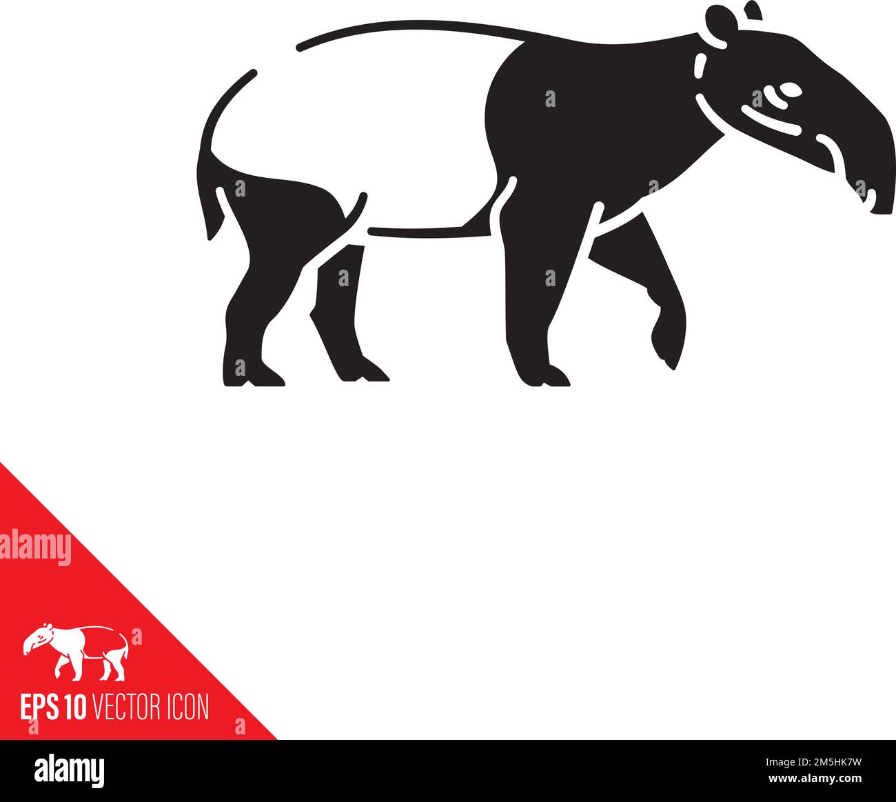 Malayan tapir vector icon. Asian wildlife symbol Stock Vector Image ...