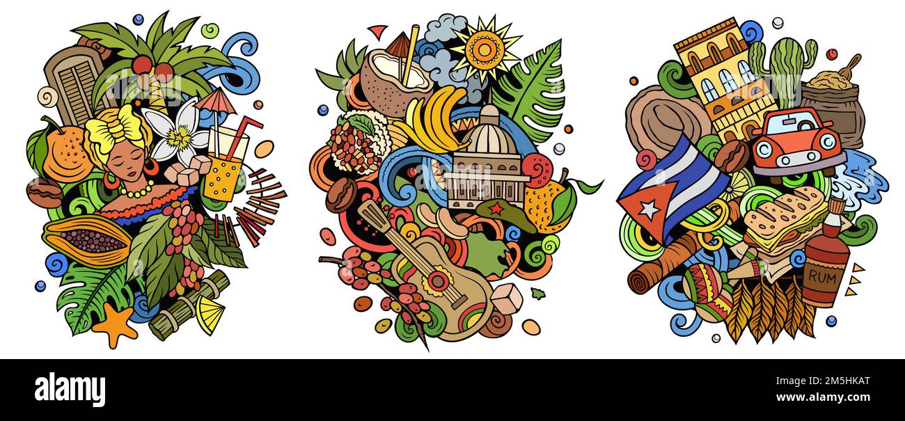Cuba cartoon vector doodle designs set Stock Vector Image & Art - Alamy