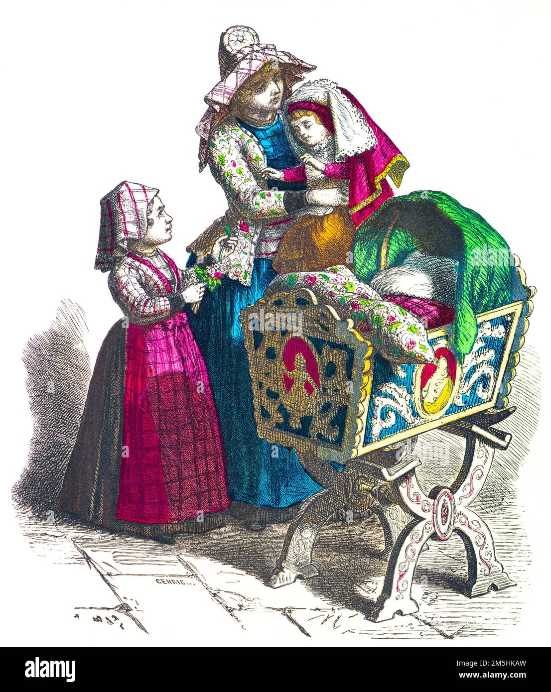 Traditional costumes of The Netherlands, 19th century, ccolured ...
