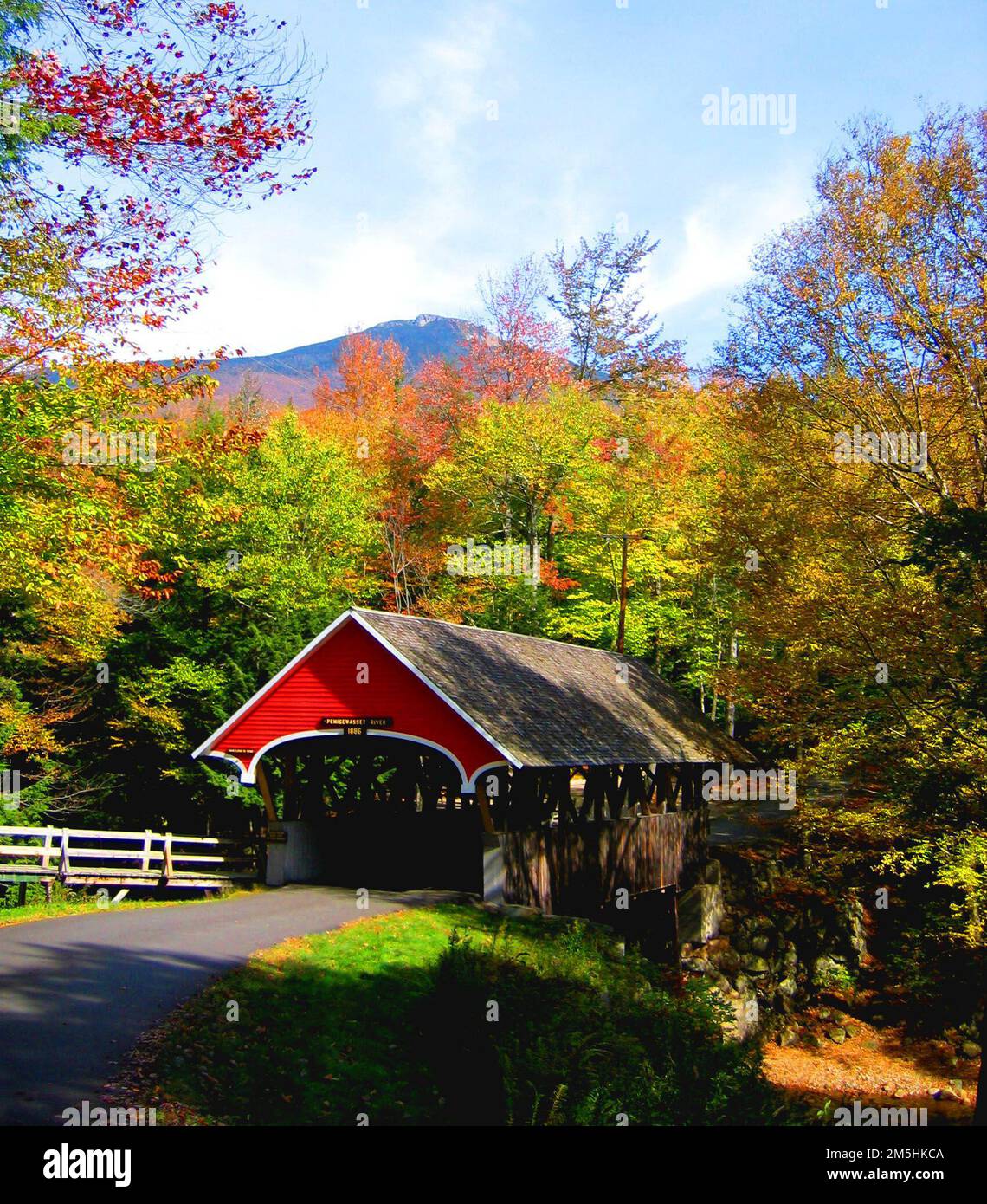 Kancamagus Scenic Byway - A View of Flume Covered Bridge. Early fall ...
