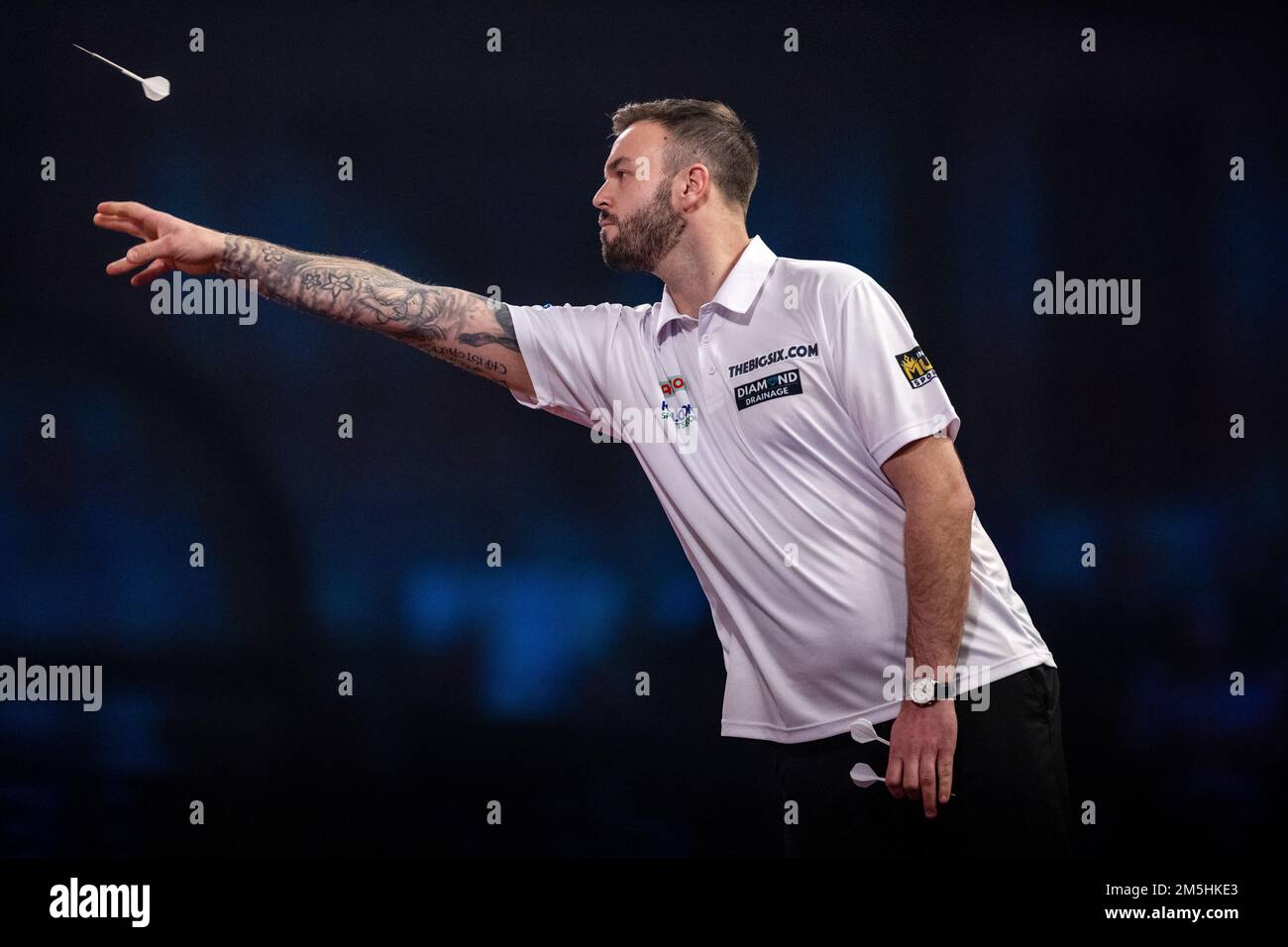 Ross Smith in action during day twelve of the Cazoo World Darts ...