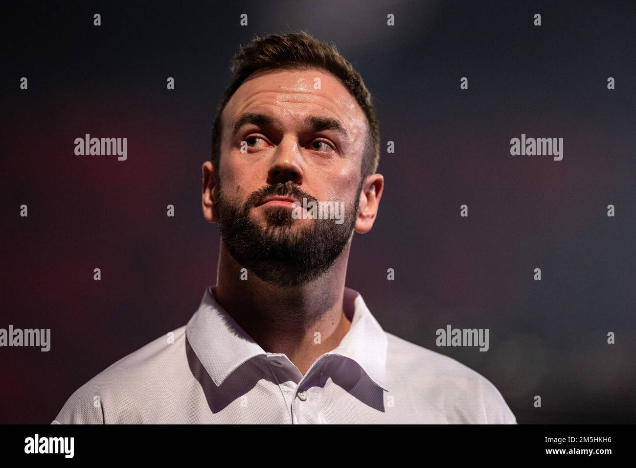Ross Smith reacting during day twelve of the Cazoo World Darts ...