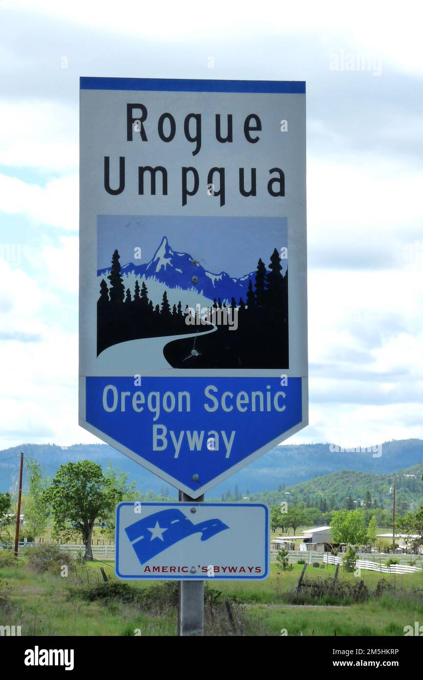 Rogue-Umpqua Scenic Byway - Rogue-Umpqua Scenic Byway Road Sign. This ...
