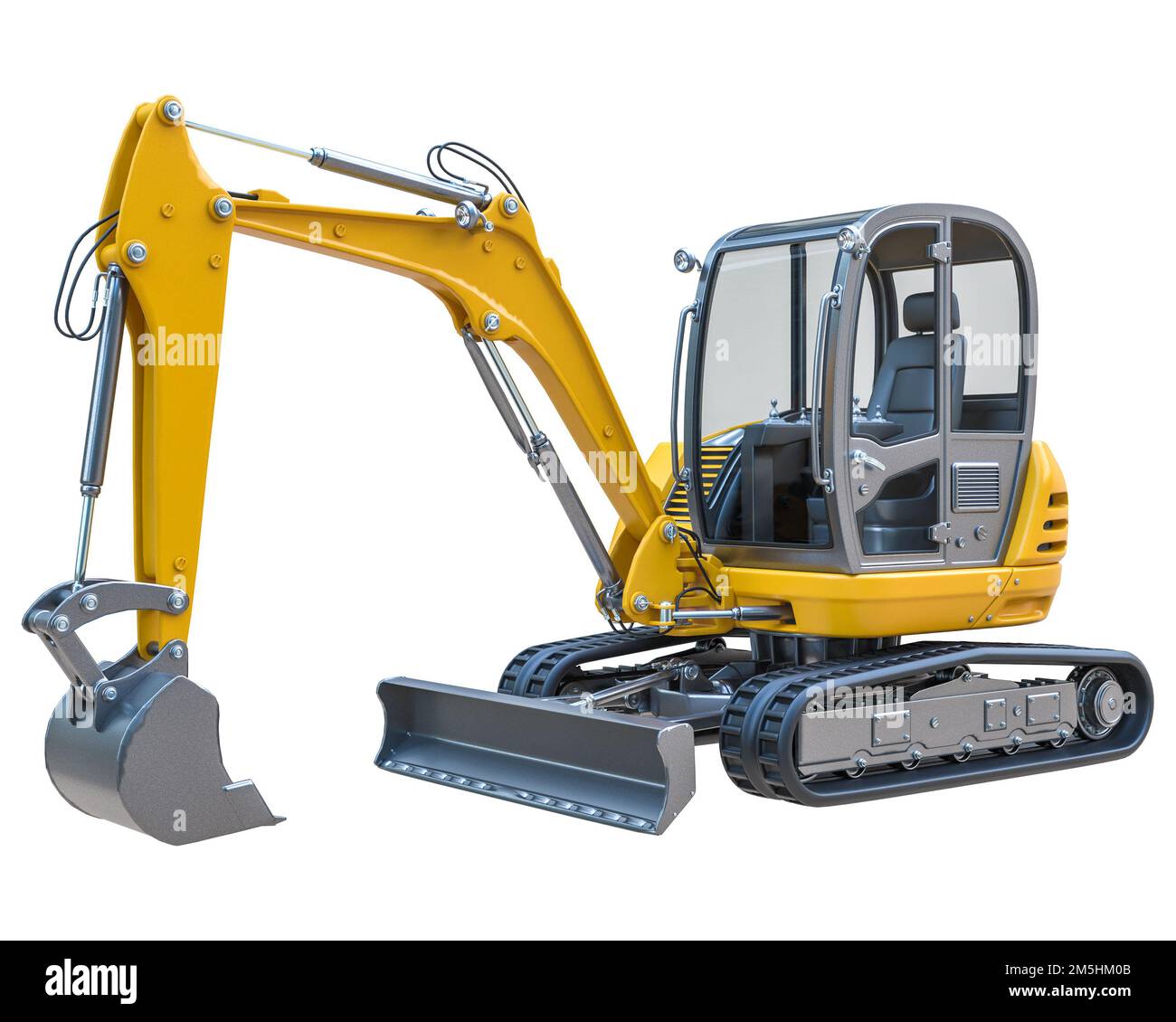 small yellow excavator. isolated Stock Photo - Alamy