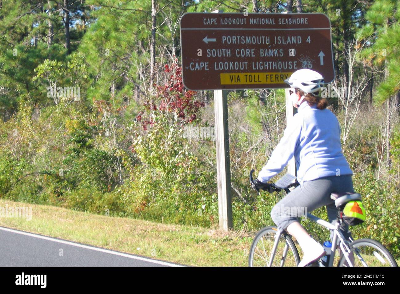 Outer Banks Scenic Byway - Biking past Directional Sign in Cape Lookout ...