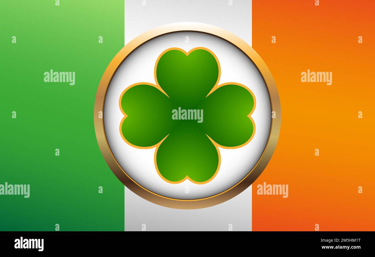 Clover leaf on flag element background for happy St. Patricks Day Stock ...