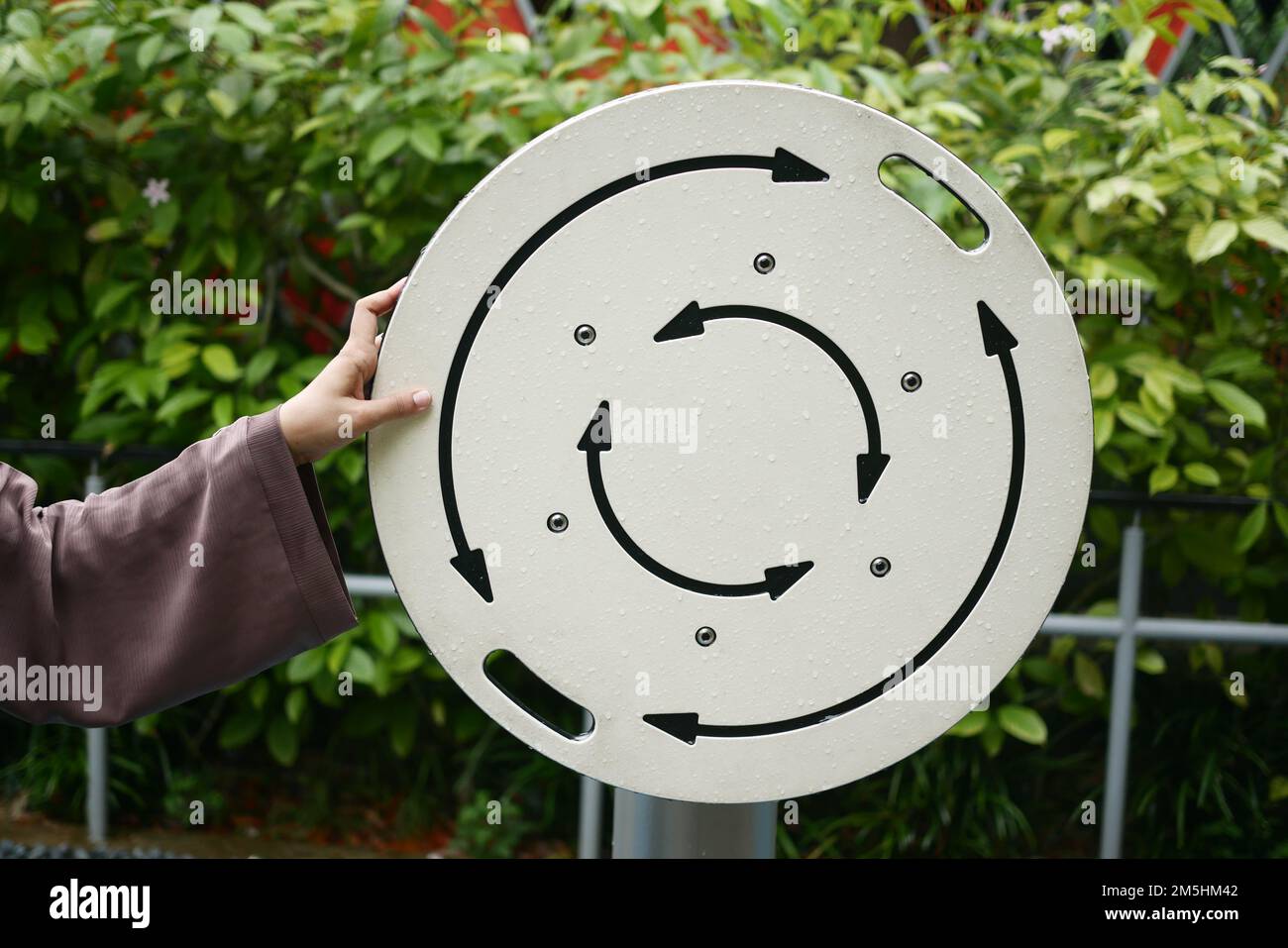 Exercise equipment in a public park i in residential area Stock Photo ...