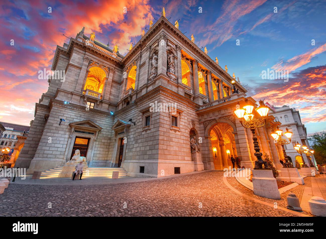 The Hungarian Royal State Opera House in Budapest, Hungary at sunset ...