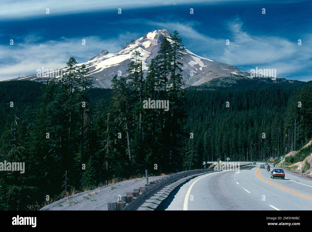 Mt. Hood Scenic Byway - Cloudy Skies and Mt. Hood. Driving along the ...