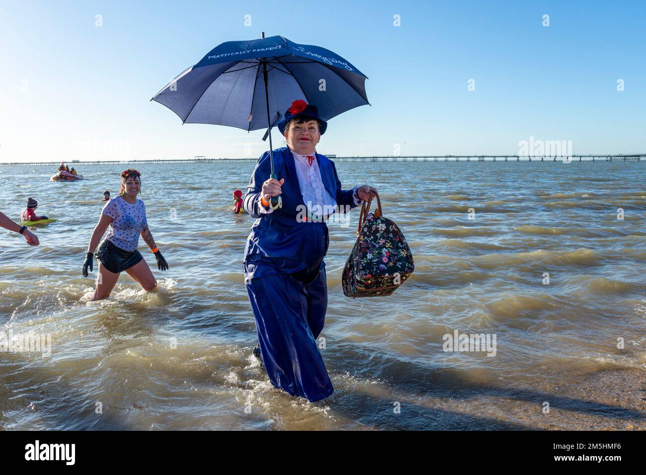 Female in Mary Poppins costume at the RNLI charity Boxing Dap Dip in ...