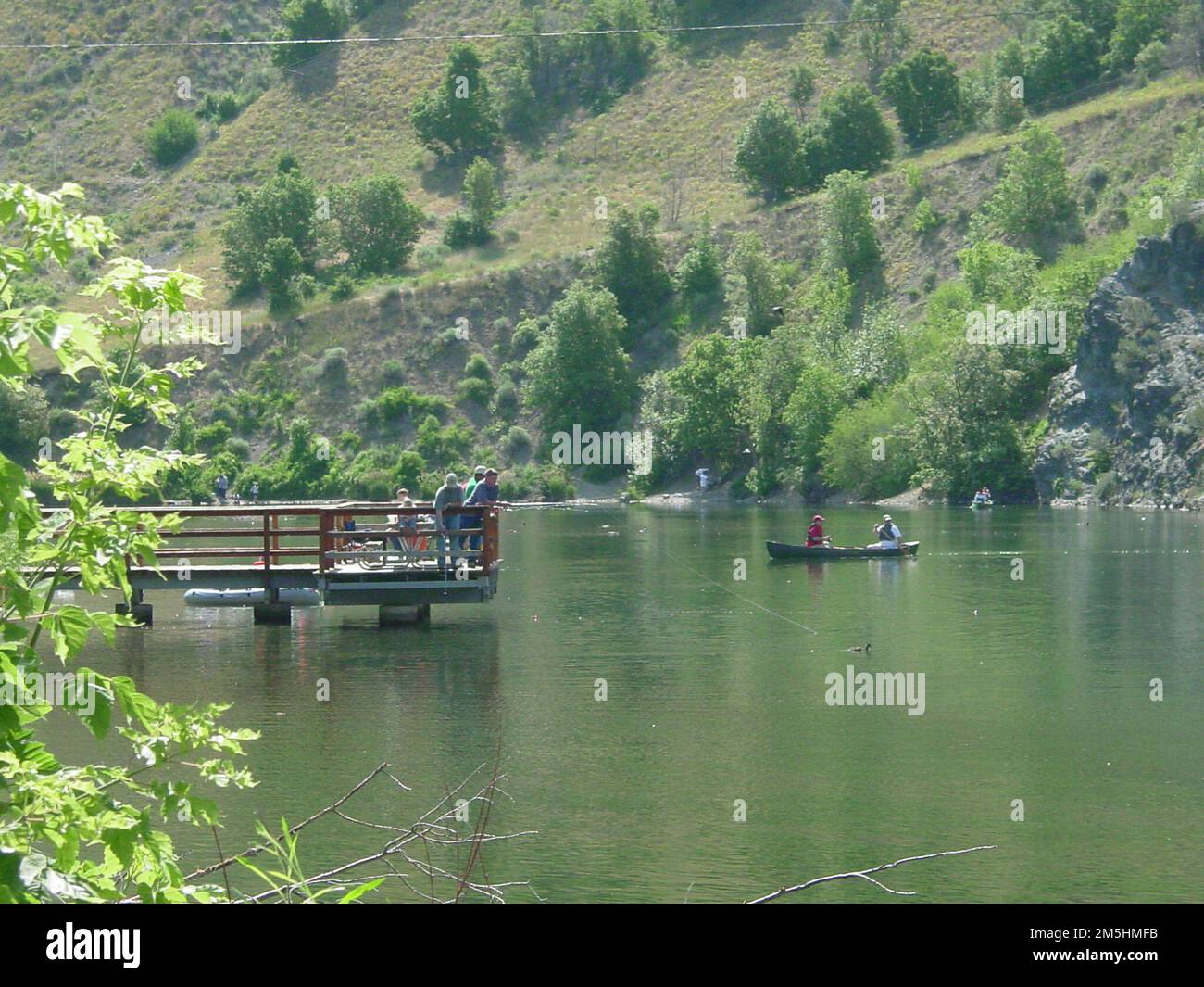 Logan Canyon Scenic Byway - Fishing from First Dam Pier. People canoe ...