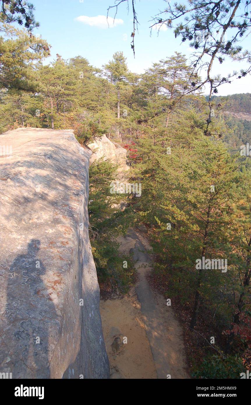 Red River Gorge Scenic Byway - Looking Down from Sky Bridge. The shadow ...