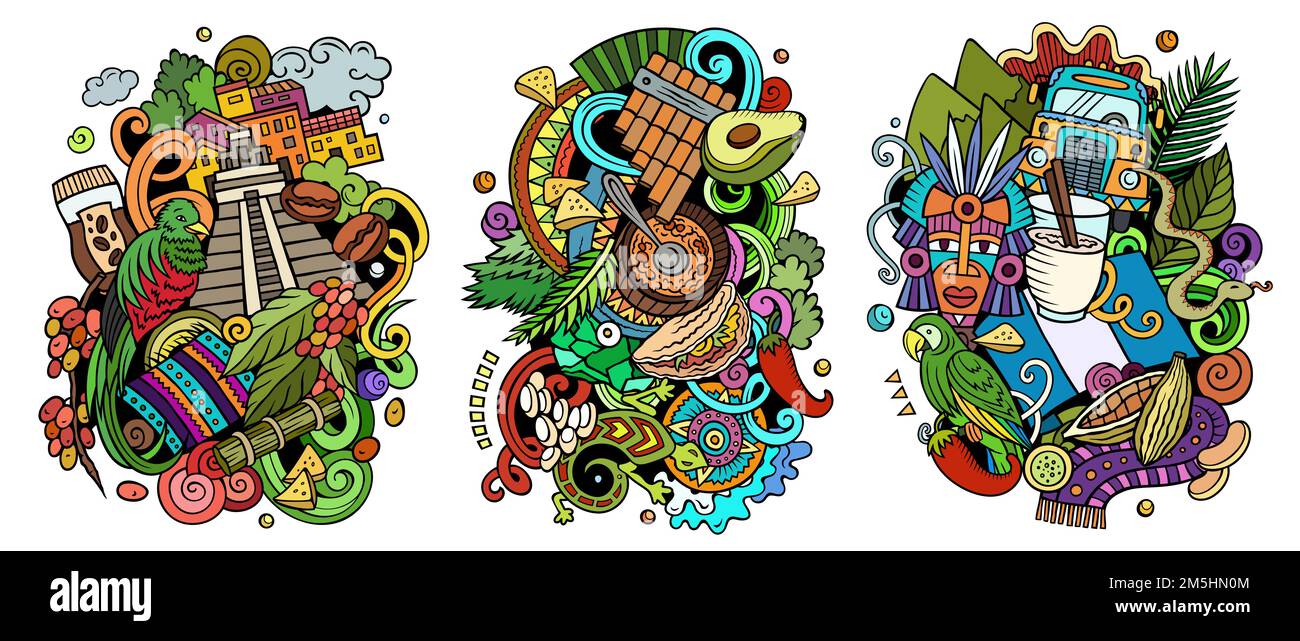 Guatemala cartoon vector doodle designs set Stock Vector Image & Art ...