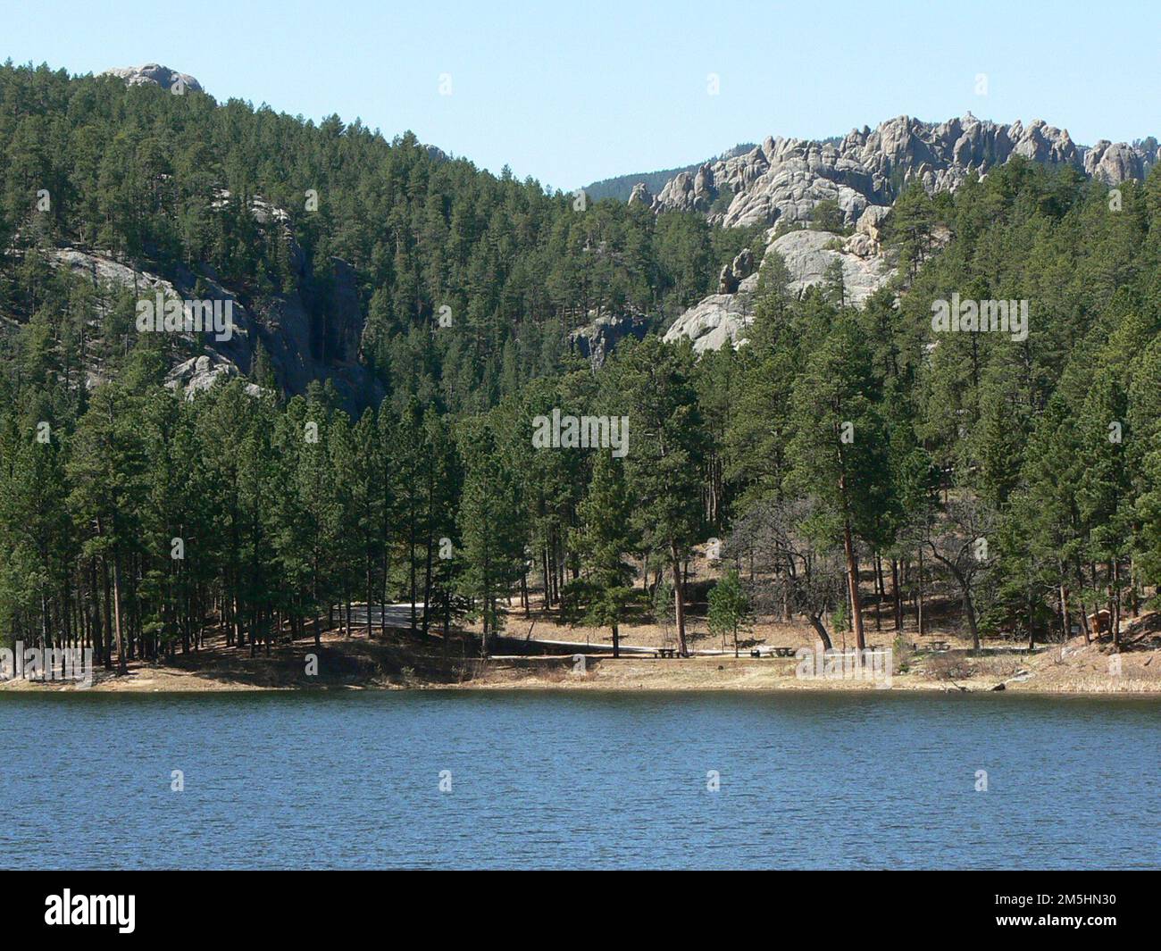 Peter Norbeck Scenic Byway - Horsethief Lake Campground. Green, gray ...