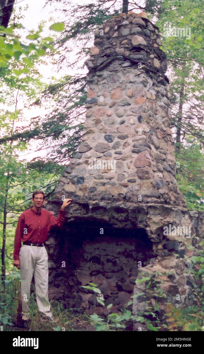 Edge of the Wilderness - Chimney at the Day Lake CCC Camp. A traveler ...