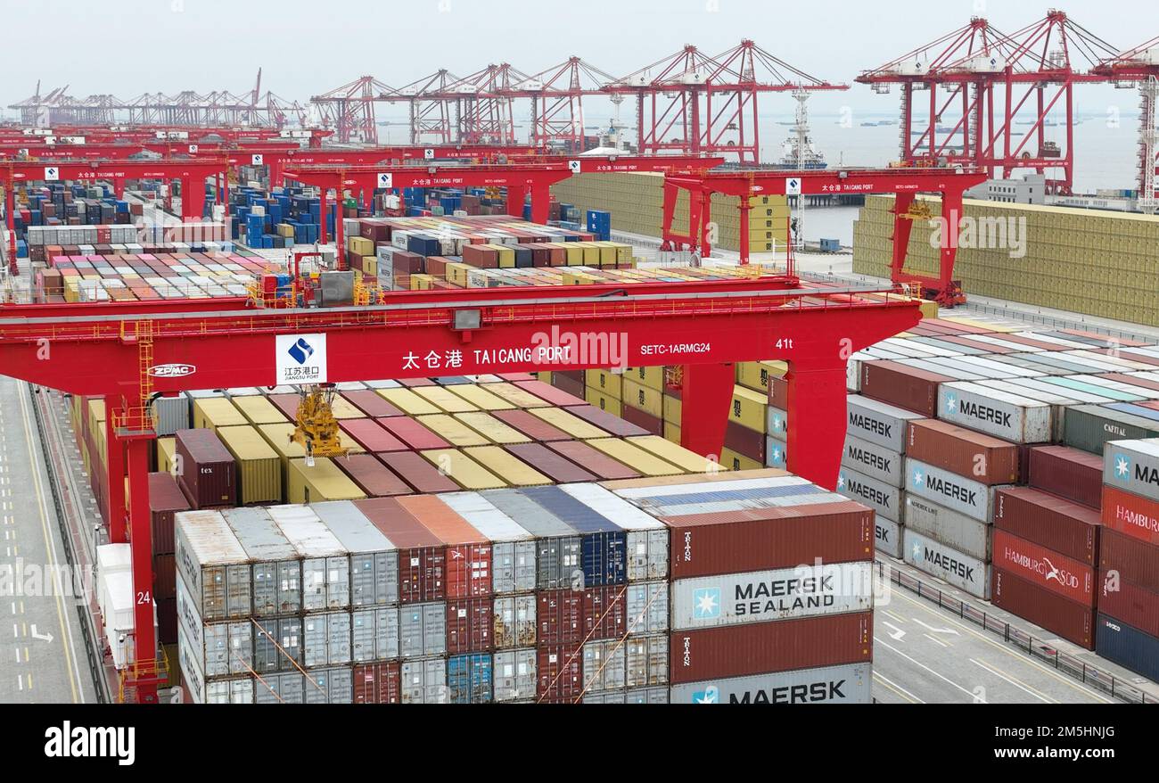 SUZHOU, CHINA - DECEMBER 29, 2022 - The container terminal of Taicang ...